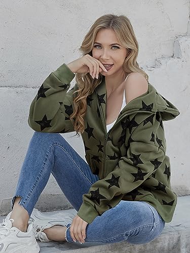 MOUSYA Women’s Skeleton Oversized Zip Up Hoodie Y2k Skull Sweashirt Rhinestone Graphic Hoodies Fall Long Sleeve Pullover Tops A-green
