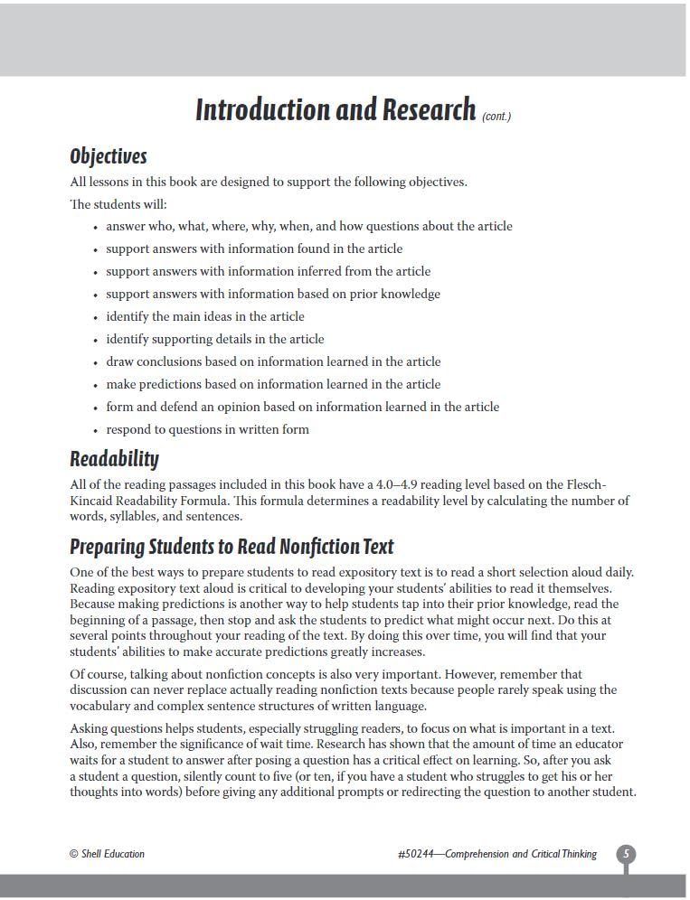Comprehension and Critical Thinking Grade 4 (Comprehension & Critical Thinking)