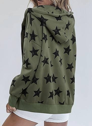 MOUSYA Women’s Skeleton Oversized Zip Up Hoodie Y2k Skull Sweashirt Rhinestone Graphic Hoodies Fall Long Sleeve Pullover Tops A-green