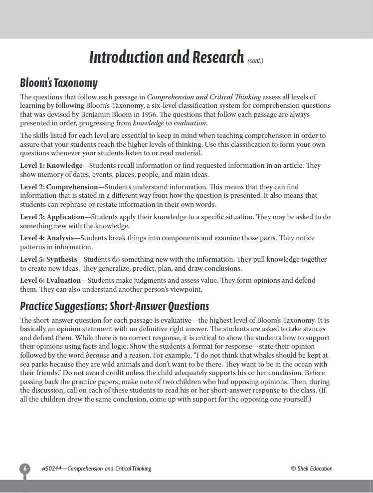 Comprehension and Critical Thinking Grade 4 (Comprehension & Critical Thinking)