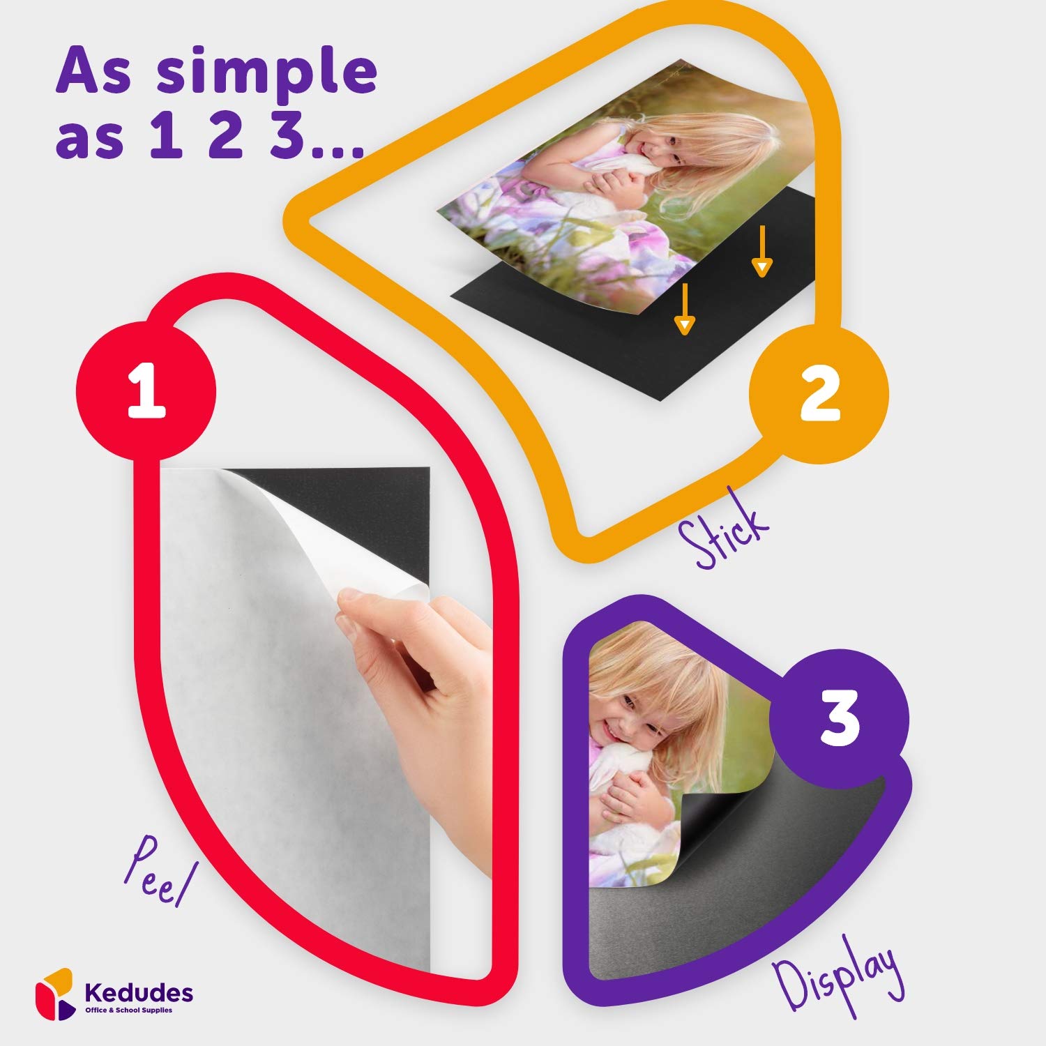 Kedudes Magnetic Sheets with Adhesive Backing - Magnetic Paper - Cut and Customize Flexible Self Adhesive Magnet Sheets (8x10 inch 10pk)