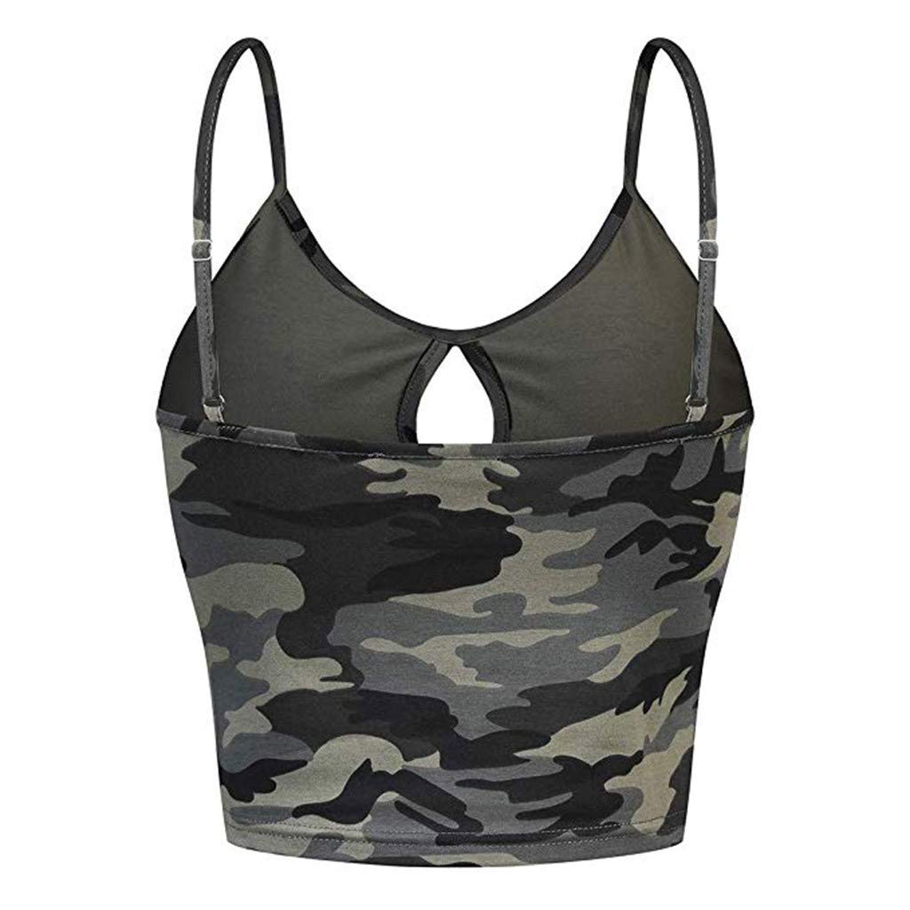 Aniywn Women's Short Crops Camisole Vest T-Shirt Sleeveless Ladies Camouflage Print Tank Tops Blouse