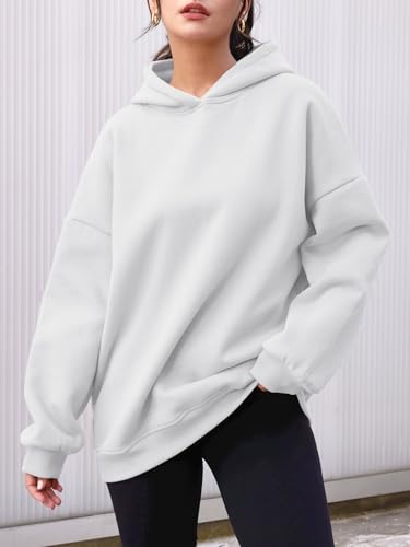 AUTOMET Womens Oversized Hoodies Fleece Sweatshirts Hooded Pullover 2025 Fashion Fall Clothes Trendy Outfits Winter Sweater White L