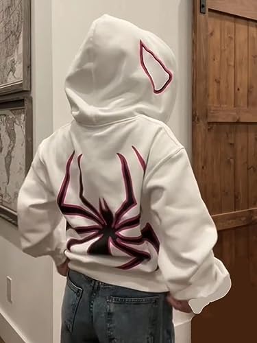zkqeuak Zip Up Hoodie Sweatshirts Pullover Trendy Sweater Long Sleeve Streetwear Women Men Hooded Sweatshirt Funny Clothes Medium White