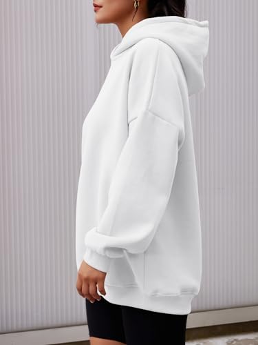 AUTOMET Womens Oversized Hoodies Fleece Sweatshirts Hooded Pullover 2025 Fashion Fall Clothes Trendy Outfits Winter Sweater White L