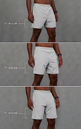 Fabletics Men's The Fundamental Short (Lined), Workout, Running, Training, Gym, Yoga, Ultra Lightweight, Athletic, 7" Inseam, M, Faded Lime