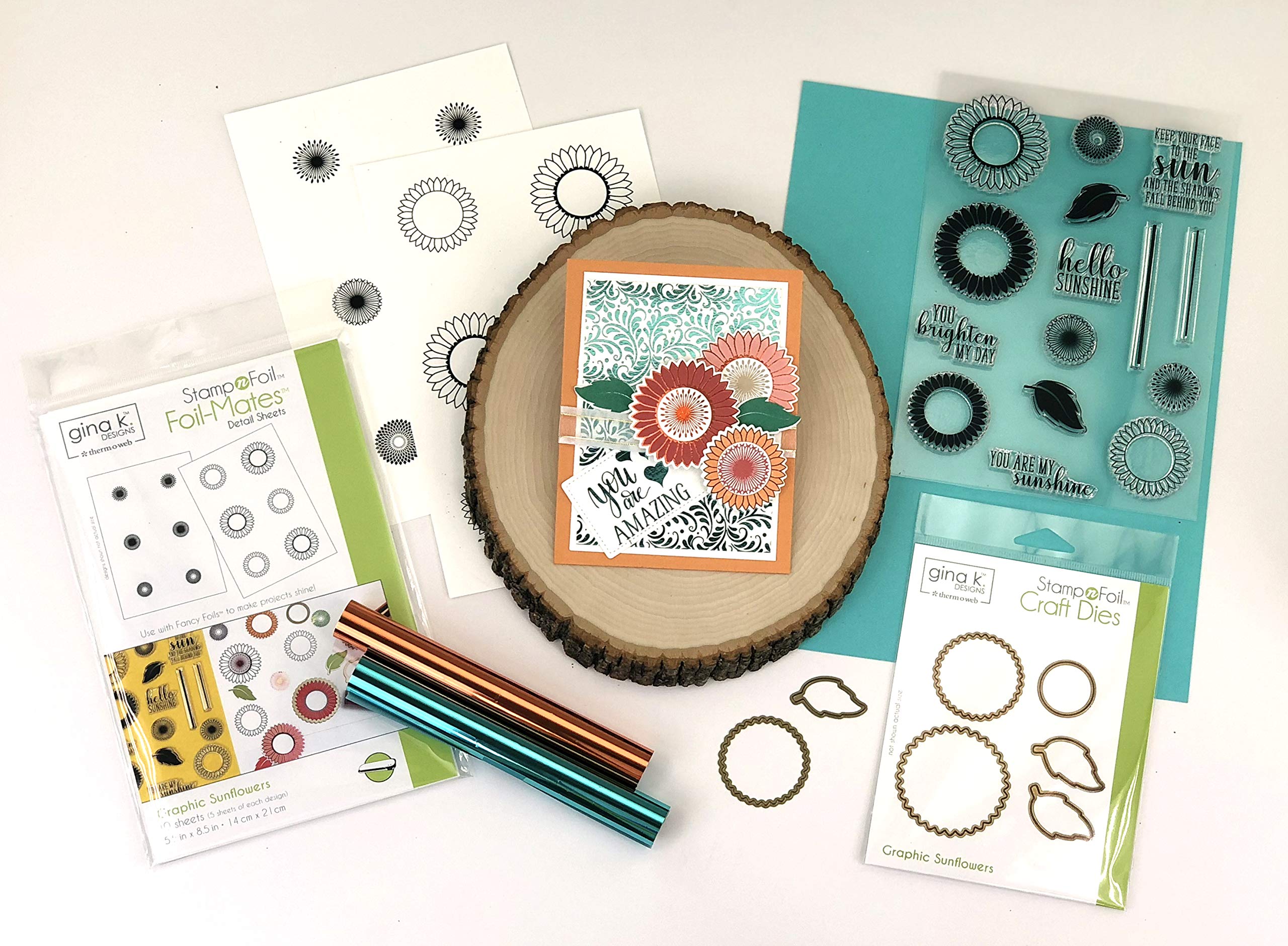 Gina K. Designs for Therm O Web StampnFoil Clear Stamps, Graphic Sunflowers