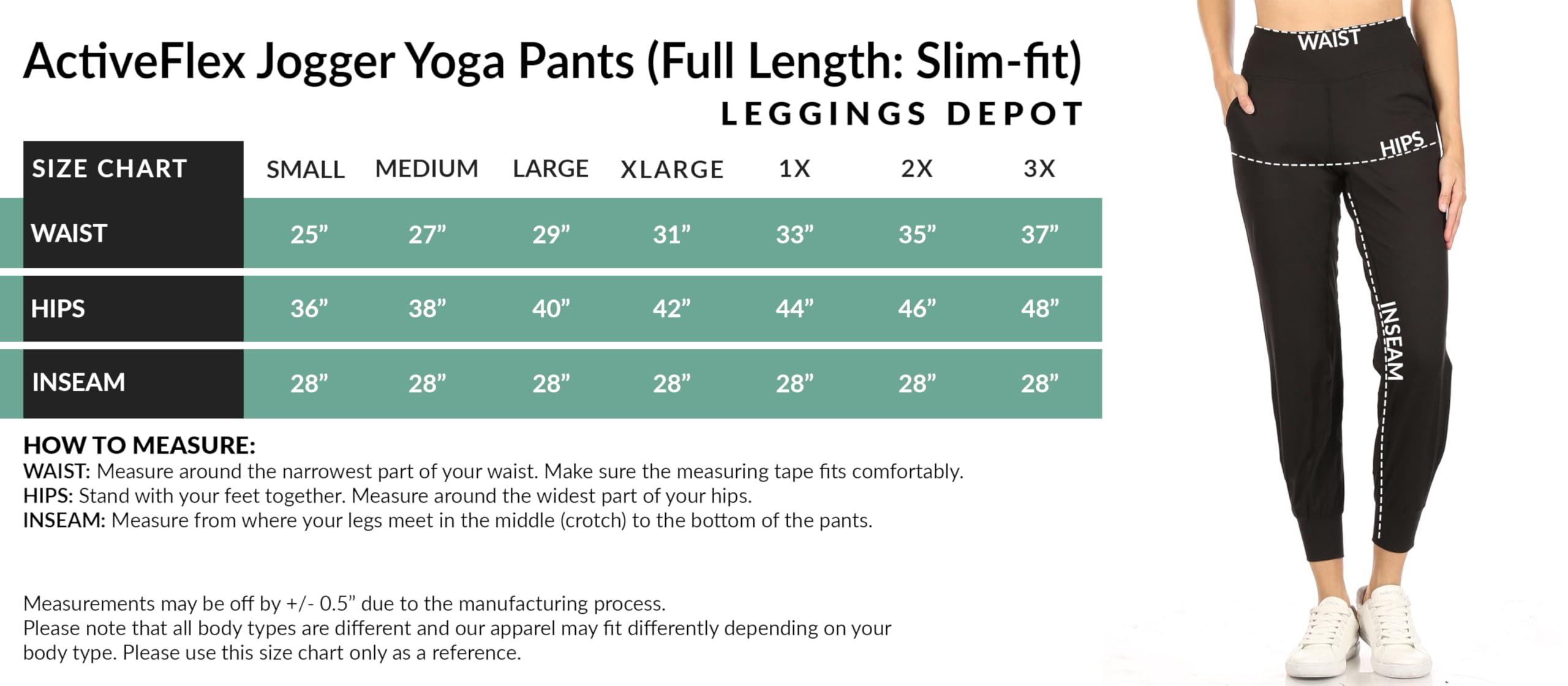 Leggings Depot ActiveFlex Jogger Yoga Pants with Pockets (Full Length, Black, Medium)