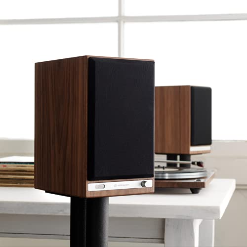 Audioengine HD6 150W Powered Bookshelf Stereo Speakers | Home Music System w/aptX HD Bluetooth, AUX Audio, Optical, RCA, 24-bit DAC (Walnut)