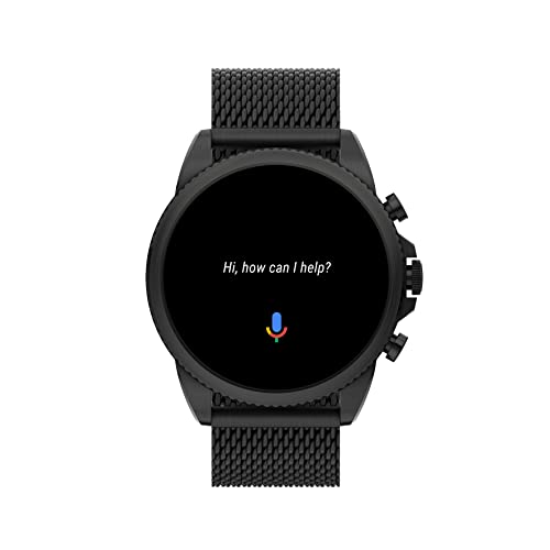Fossil Unisex Gen 6 44mm Stainless Steel Mesh Touchscreen Smart Watch, Color: Black (Model: FTW4066V)