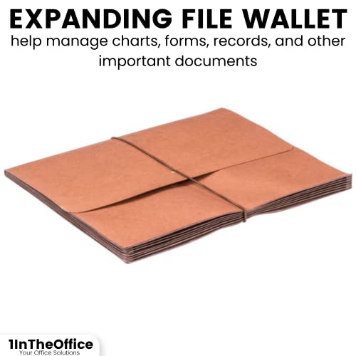 1InTheOffice Expanding File Wallet with Flap and Cord Closure, 5-1/4" Expansion, Letter Size, Redrope, 2 Pack