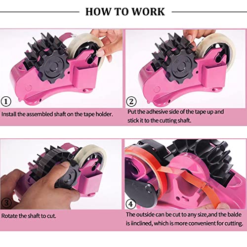 Pink Heat Tape Dispenser Sublimation - Multiple Roll Cut Heat Tape Dispenser 1" & 3"Core Double Reel Cores Sublimation for Heat Transfer Tape, Semi-Automatic Tape Dispenser with Compartment Slots