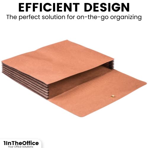 1InTheOffice Expanding File Wallet with Flap and Cord Closure, 5-1/4" Expansion, Letter Size, Redrope, 2 Pack