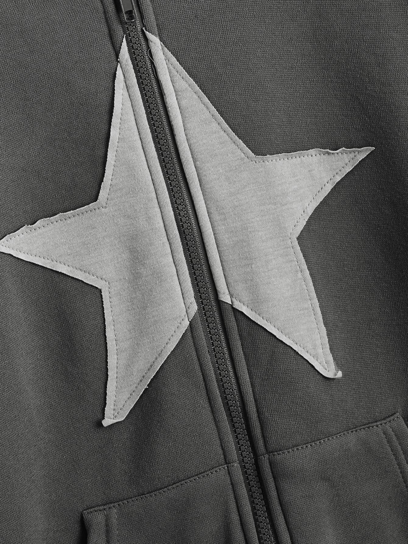 SOLY HUX Women's Zip Up Y2k Hoodies Jacket Star Print Graphic Drawstring Long Sleeve Sweatshirt Dark Grey Star S