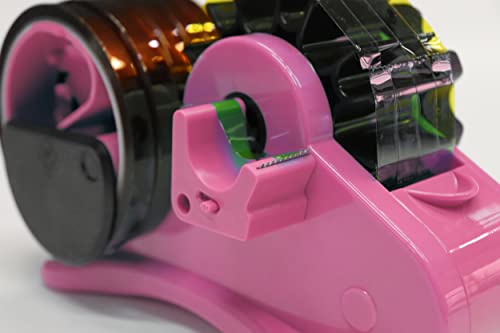 Pink Heat Tape Dispenser Sublimation - Multiple Roll Cut Heat Tape Dispenser 1" & 3"Core Double Reel Cores Sublimation for Heat Transfer Tape, Semi-Automatic Tape Dispenser with Compartment Slots