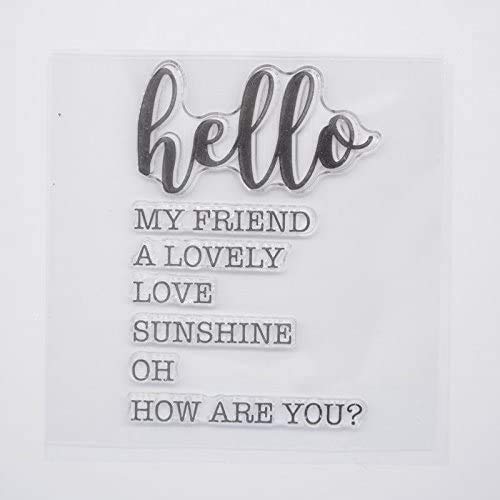 Welcome to Joyful 4pcs/Set Hello Happy Hugs Friend Sentiment Background Clear Stamp for Card Making Decoration and Scrapbooking 11x16cm