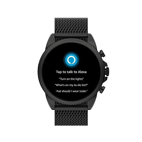 Fossil Unisex Gen 6 44mm Stainless Steel Mesh Touchscreen Smart Watch, Color: Black (Model: FTW4066V)