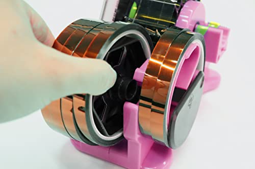 Pink Heat Tape Dispenser Sublimation - Multiple Roll Cut Heat Tape Dispenser 1" & 3"Core Double Reel Cores Sublimation for Heat Transfer Tape, Semi-Automatic Tape Dispenser with Compartment Slots