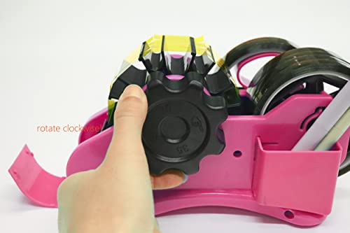 Pink Heat Tape Dispenser Sublimation - Multiple Roll Cut Heat Tape Dispenser 1" & 3"Core Double Reel Cores Sublimation for Heat Transfer Tape, Semi-Automatic Tape Dispenser with Compartment Slots