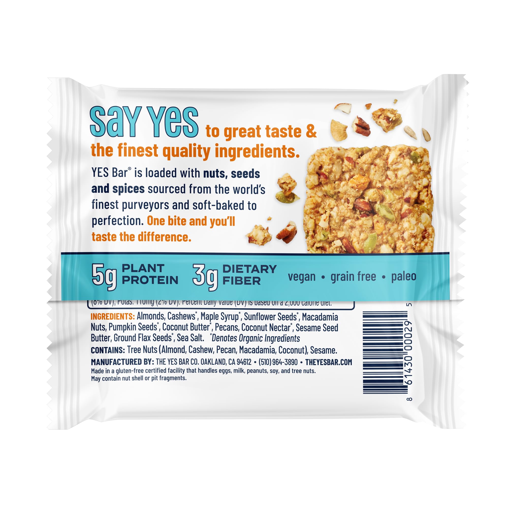 YES Bar – Salted Maple Pecan – Plant Based Protein, Decadent Snack Bar – Vegan, Paleo, Gluten Free, Dairy Free, Low Sugar, Healthy Snack, Breakfast, Low Carb, Keto Friendly (6 Count)
