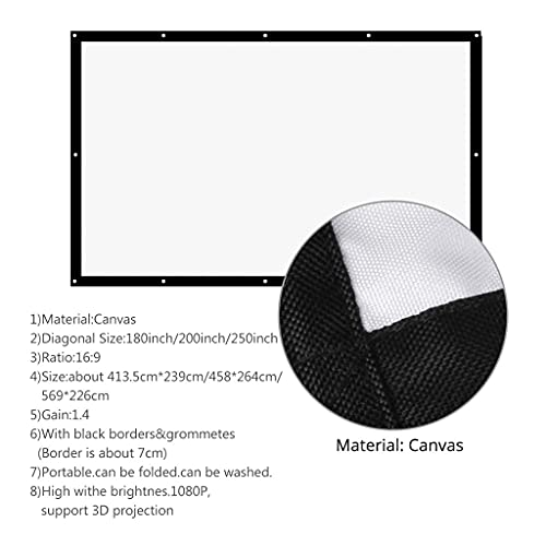 SBSNH 300 inch Projection Projector Screen 16:9 Fold Portable Screen Canvas Matt White for Home Film HD Wall mounted