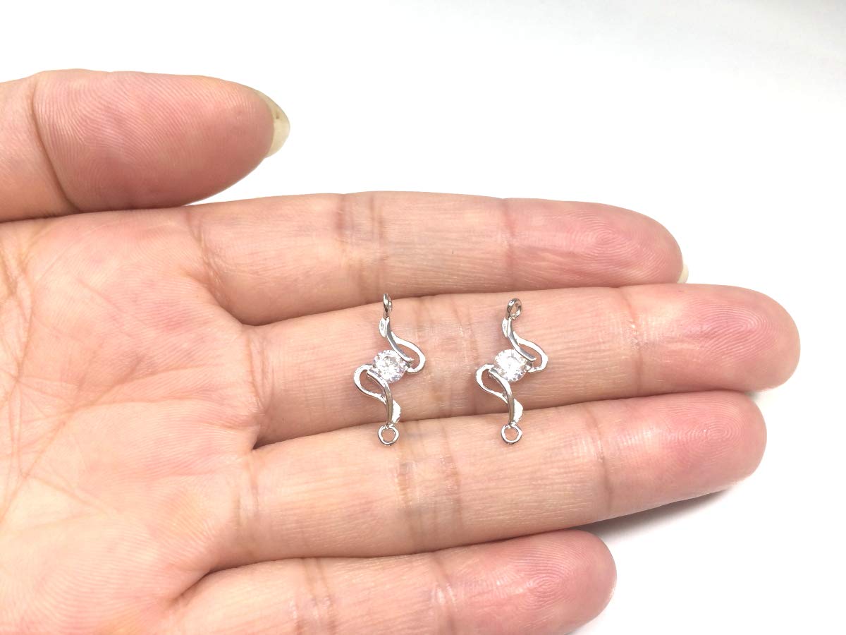4pcs Adabele Authentic Sterling Silver 19mm Cubic Zirconia CZ Diamond Connector Jewelry Findings for for Earrings Bracelet Necklace Jewelry Making SS37