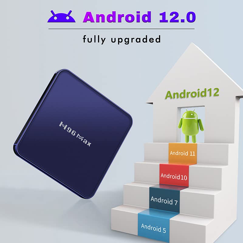 Android 12.0 H96 Max TV Box 4GB RAM 64GB ROM RK3318 Quad Core CPU Support Dual WiFi 2.4G+5G/4K/3D BT 4.0 Smart TV Box