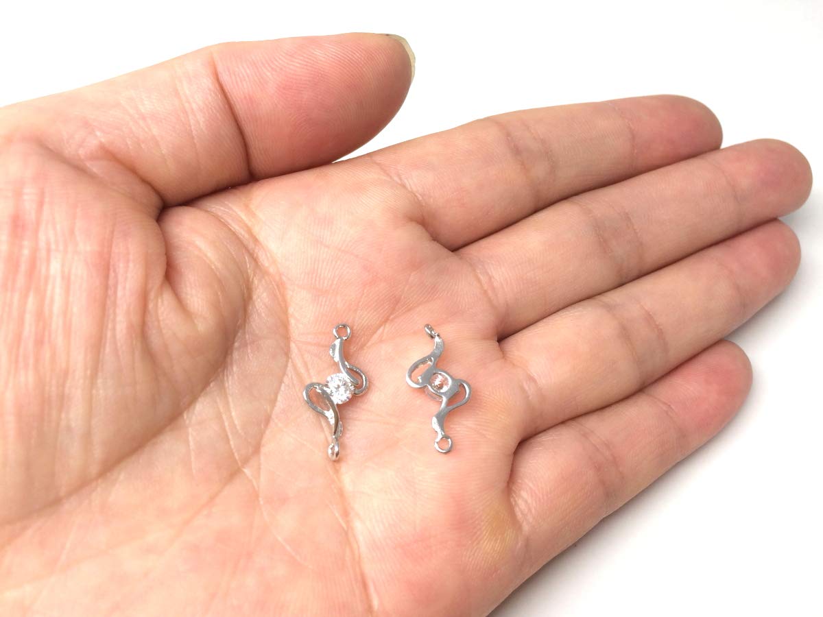 4pcs Adabele Authentic Sterling Silver 19mm Cubic Zirconia CZ Diamond Connector Jewelry Findings for for Earrings Bracelet Necklace Jewelry Making SS37