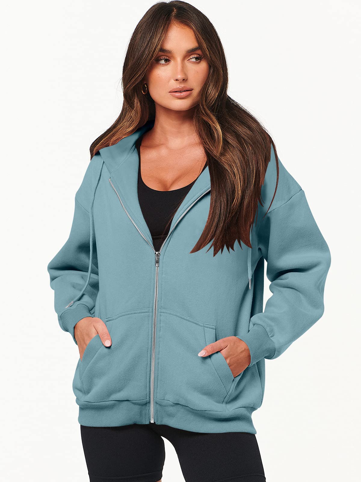 ANRABESS Womens Zip Up Hoodies Long Sleeve Oversized Sweatshirts Fleece Y2K Jacket Pockets 2024 Fall Outfits Fashion Clothes Lake Small