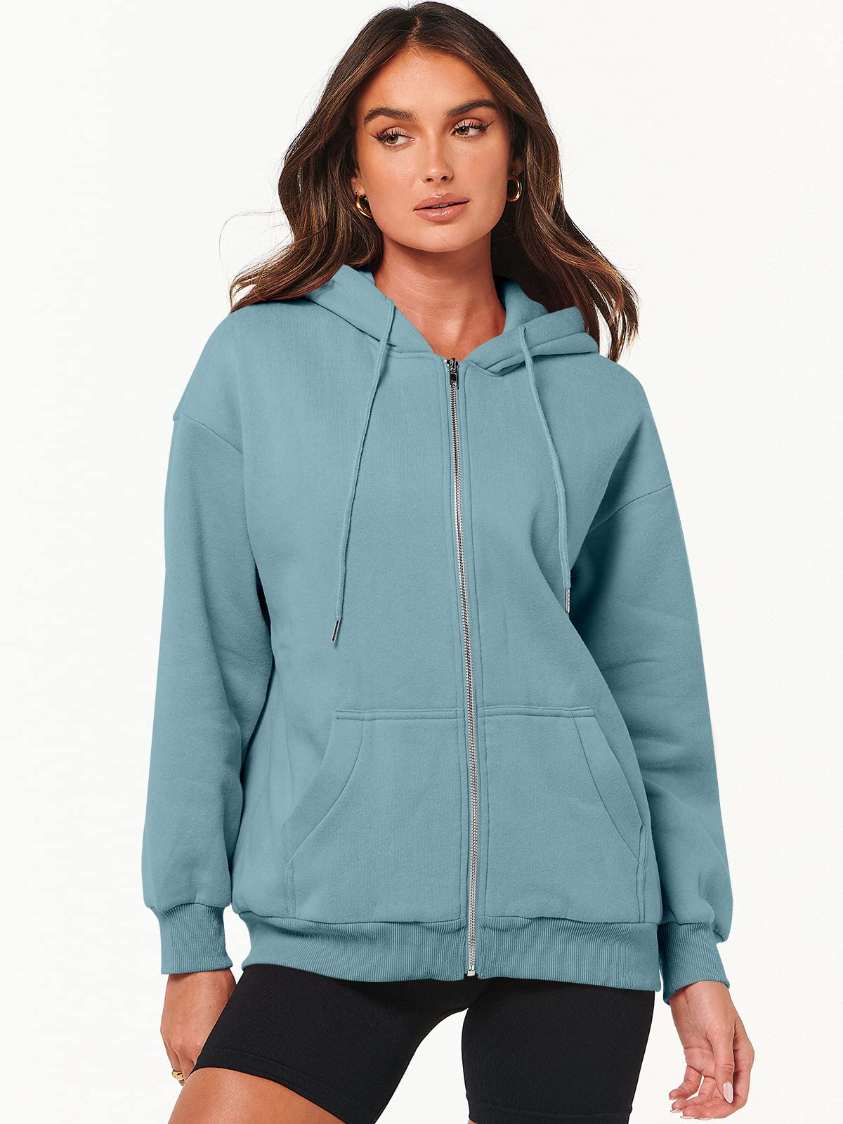 ANRABESS Womens Zip Up Hoodies Long Sleeve Oversized Sweatshirts Fleece Y2K Jacket Pockets 2024 Fall Outfits Fashion Clothes Lake Small
