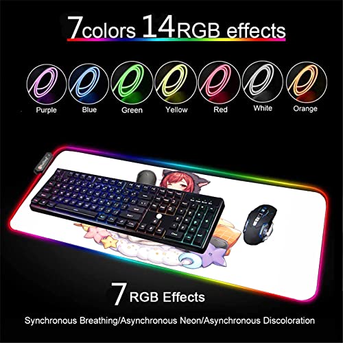 Mouse Pads Sexy Butt Anime Girl Gaming Mouse Pad RGB LED Durable Natural Rubber Base Cloth Surface Waterproof Mats RGB 35.43 inch x15.74 inch,A4
