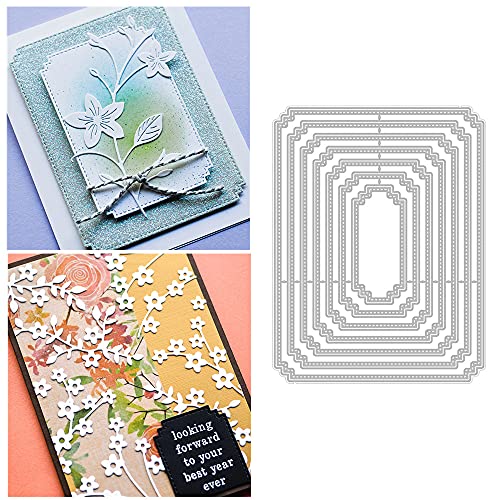7Pcs/Set Rectangle Frame Metal Die Cuts, Stitched Rectangle Nesting Frame Tag Background Cutting Dies Cut Stencils for DIY Scrapbooking Album Decorative Embossing Paper Dies Card Making