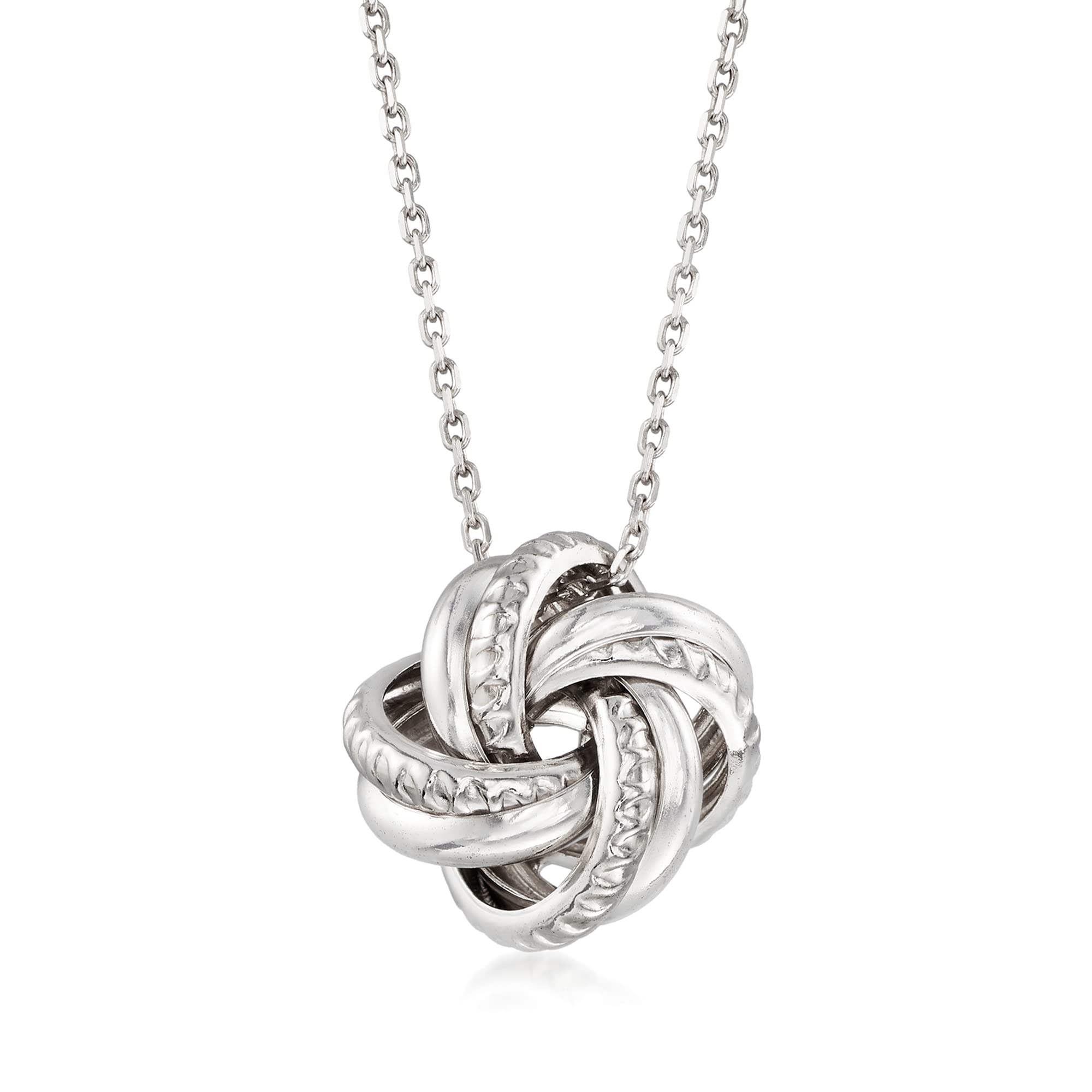 Ross-Simons Italian Sterling Silver Jewelry Set: Love Knot Necklace and Earrings. 18 inches