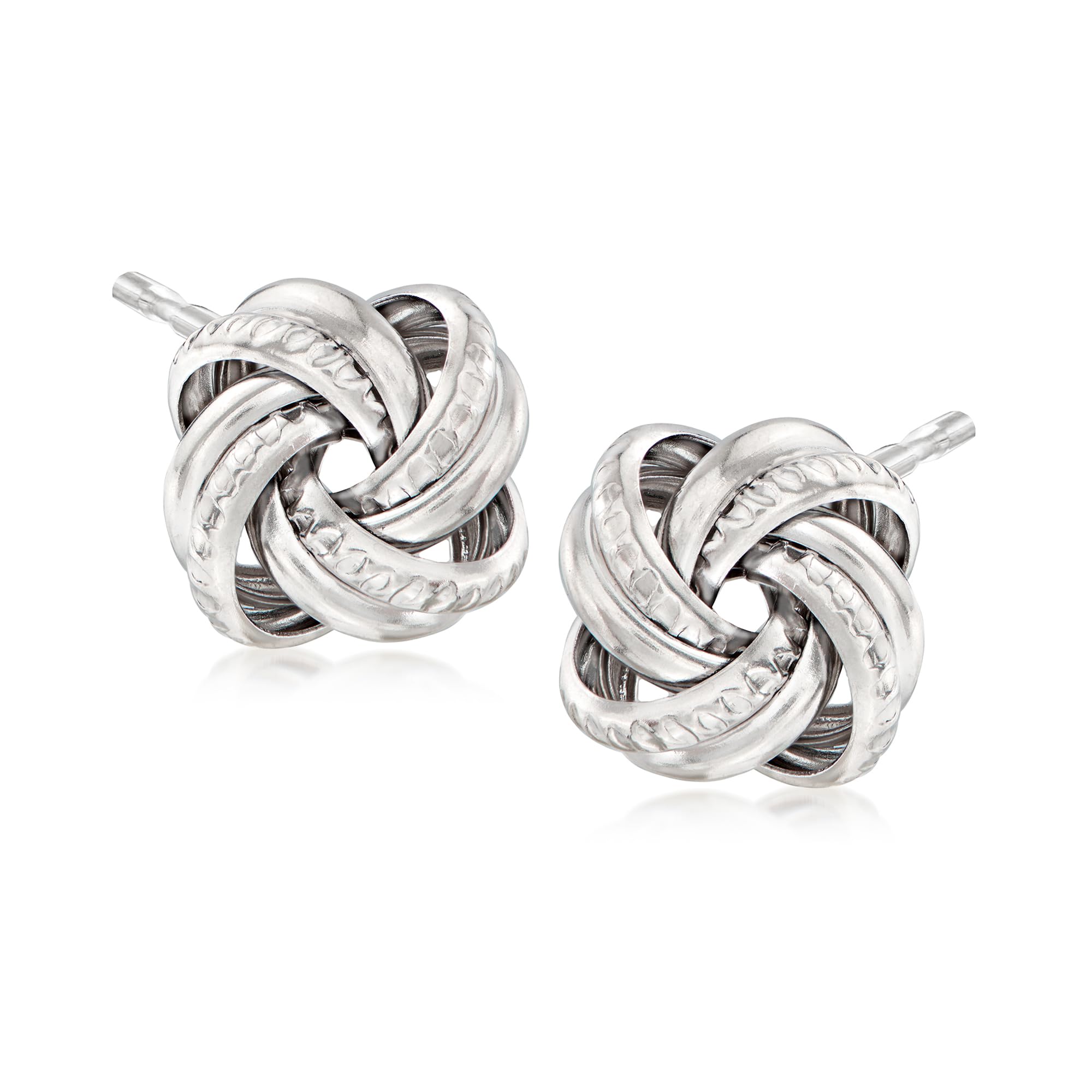 Ross-Simons Italian Sterling Silver Jewelry Set: Love Knot Necklace and Earrings. 18 inches