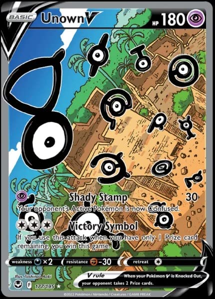 Unown V 177/195- Silver Tempest - Full Art - Pokemon Ultra Rare Card - Holo Foil