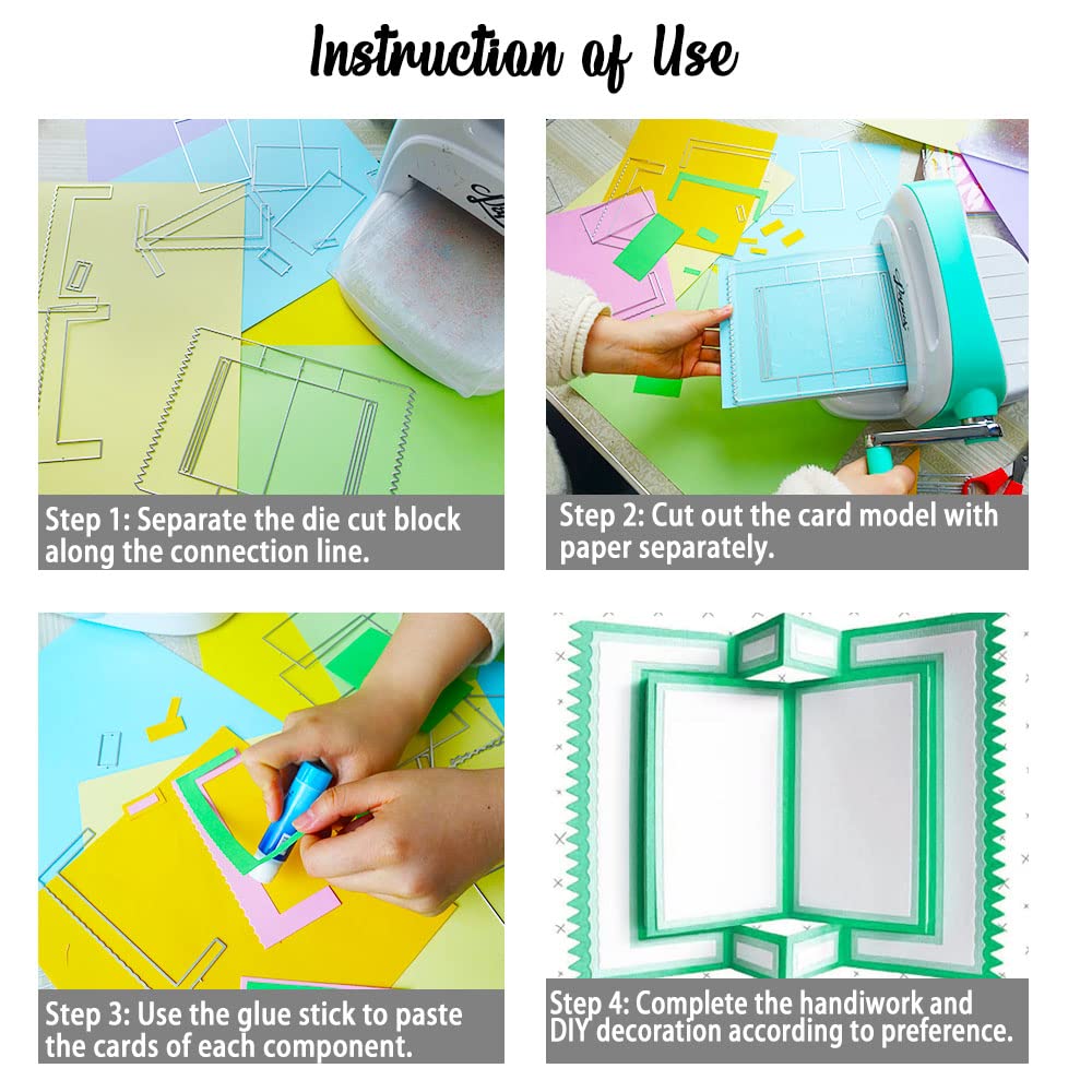 3D Card Shape Dies for Card Making, Storybook Folder Nested Rectangle Frame Cutting Die for Scrapbooking on Clearance Paper Crafting Decor DIY Album