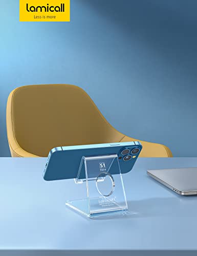 Lamicall Acrylic Phone Stand Desk Accessories - Clear Office Cell Phone Holder, Transparent Phone Stand for Desk, Desktop, Office Desk Accessories, Suitable for iPhone Accessories, 4-8'' Phone