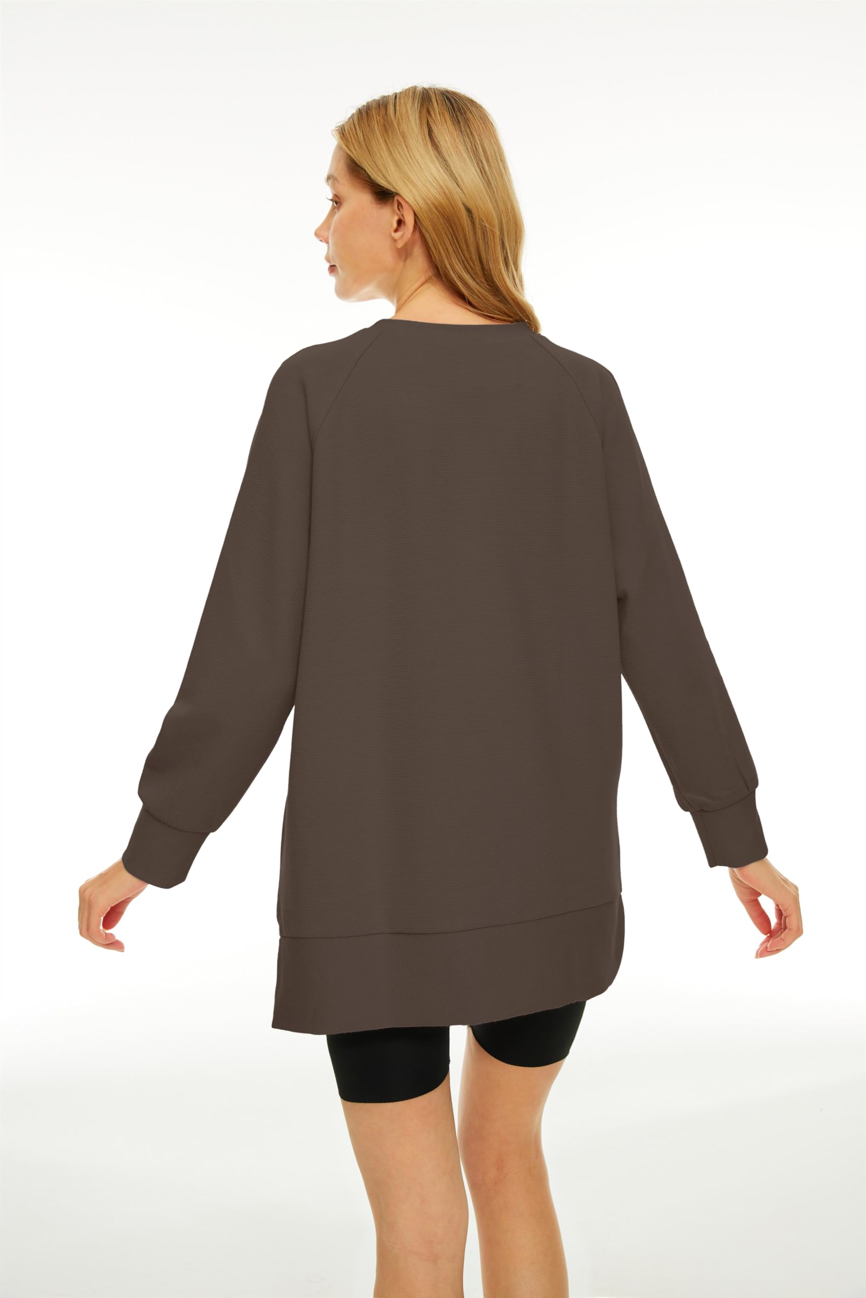 EFAN Womens Oversized Sweatshirts CrewNeck Pullover Soft Y2K Hoodies 2024 Fall Outfits Zipper Teen Girls Clothes Sweaters Coffee M