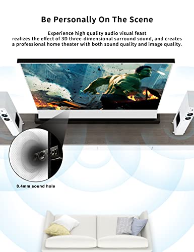 VIVIDSTORM-4K Movie Projector Screen Sound Transparent Perforated Floor Rising All White Fabric 4k HD Ready Home/Movie Theatre Work with Normal Throw Projector, VSDSTPWA120H