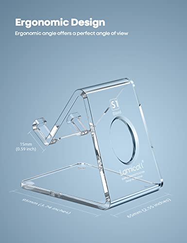 Lamicall Acrylic Phone Stand Desk Accessories - Clear Office Cell Phone Holder, Transparent Phone Stand for Desk, Desktop, Office Desk Accessories, Suitable for iPhone Accessories, 4-8'' Phone