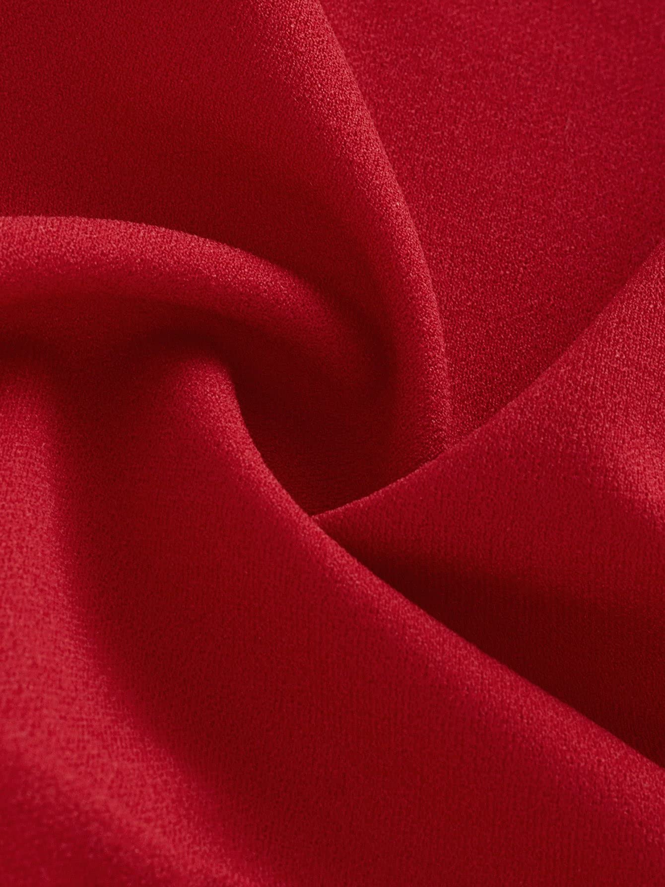Floerns Women's Tie Neck Short Sleeve Ruffle Hem Cocktail Party Dress Red S