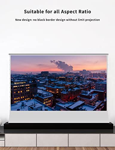 VIVIDSTORM-4K Movie Projector Screen Sound Transparent Perforated Floor Rising All White Fabric 4k HD Ready Home/Movie Theatre Work with Normal Throw Projector, VSDSTPWA120H
