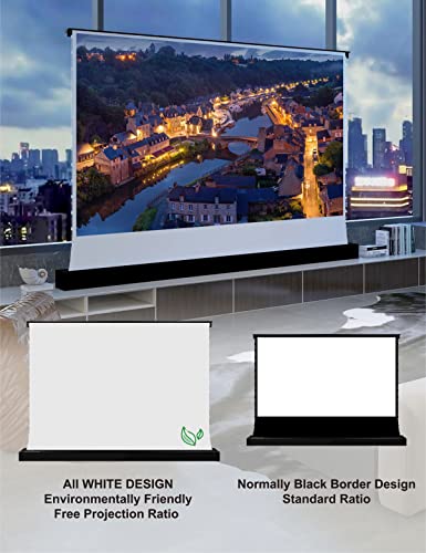 VIVIDSTORM-4K Movie Projector Screen Sound Transparent Perforated Floor Rising All White Fabric 4k HD Ready Home/Movie Theatre Work with Normal Throw Projector, VSDSTPWA120H