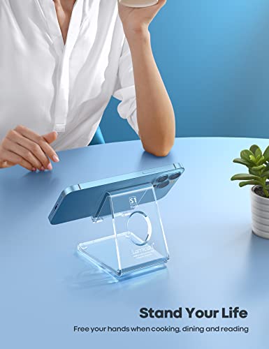 Lamicall Acrylic Phone Stand Desk Accessories - Clear Office Cell Phone Holder, Transparent Phone Stand for Desk, Desktop, Office Desk Accessories, Suitable for iPhone Accessories, 4-8'' Phone