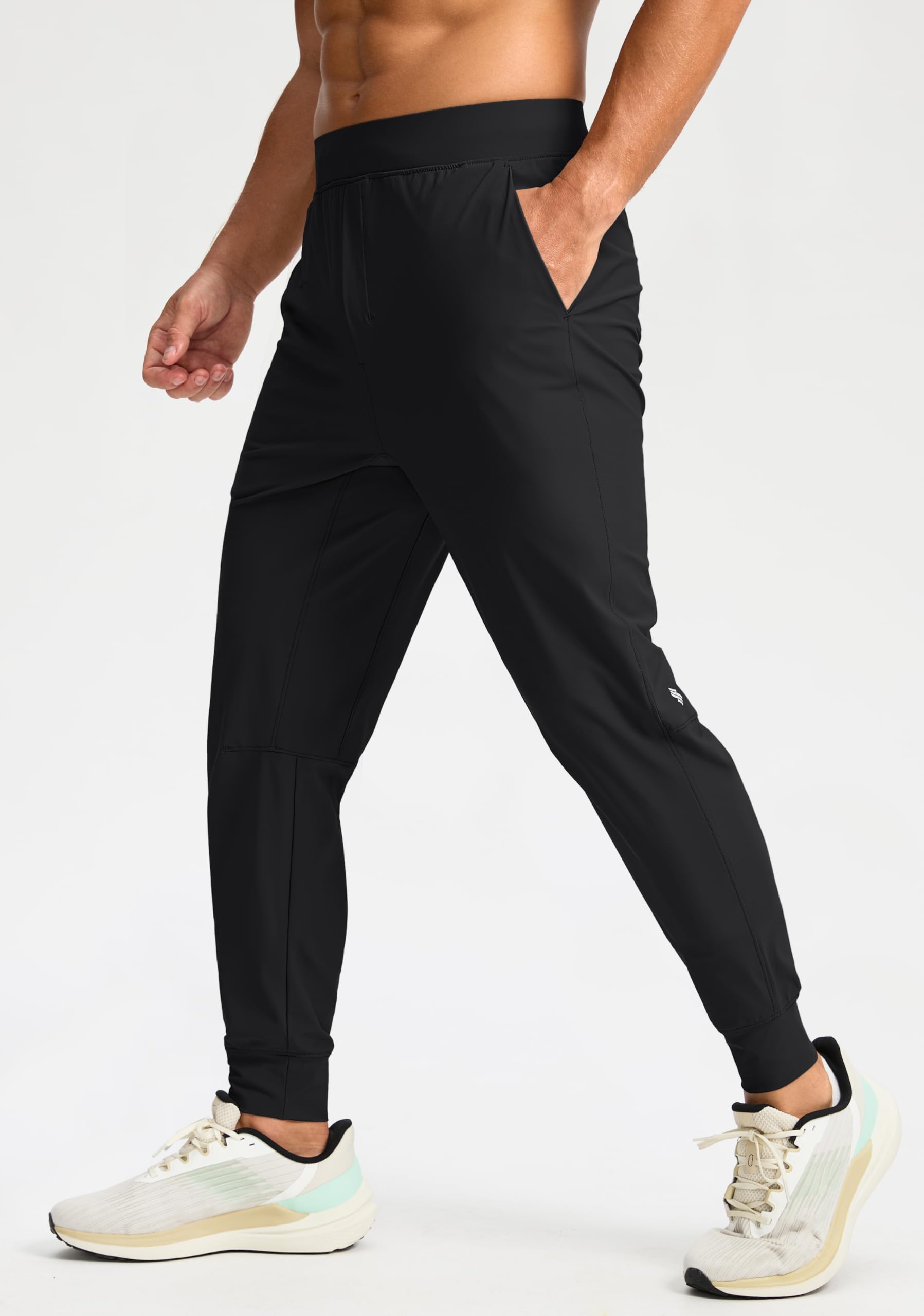 Soothfeel Men's Jogger Pants with Zipper Pockets Lightweight Athletic Workout Pants Gym Golf Joggers for Men Track Running (Black, XS)
