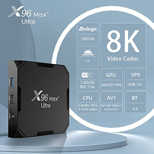 Sofobod Smart TV Box Android 11.0 S905X4 Quad Core ARM Cortex A55 CPU, 4GB RAM 32GB ROM, Ultra HD 4K HDR H.265 AV1 Decoding with Dual Band 2.4GHz/5GHz WiFi 100M Ethernet LAN BT 4.1 USB 3.0:X96 MAX+432