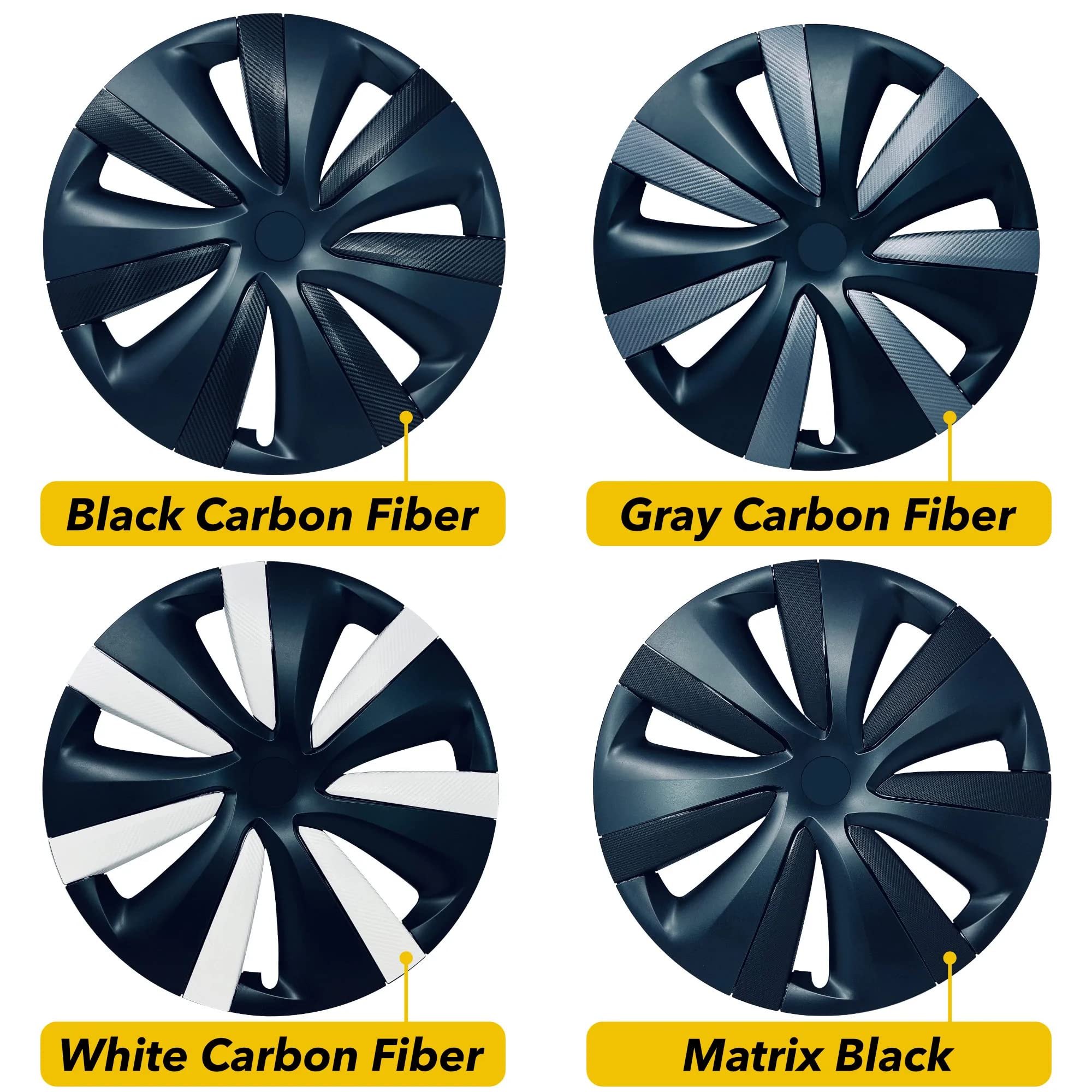 19" Tempest Wheels Vinyl Wrap for Tesla Model S (Plaid & Long Range, Refresh) White Carbon Fiber