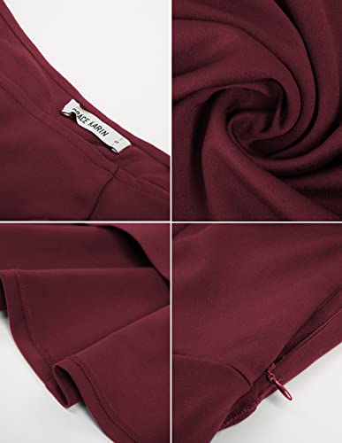 GRACE KARIN Wedding Dresses for Guest One Shoulder Flared Short Sleeve Ruffle Hem Cocktail Prom Party Dress Wine Red M