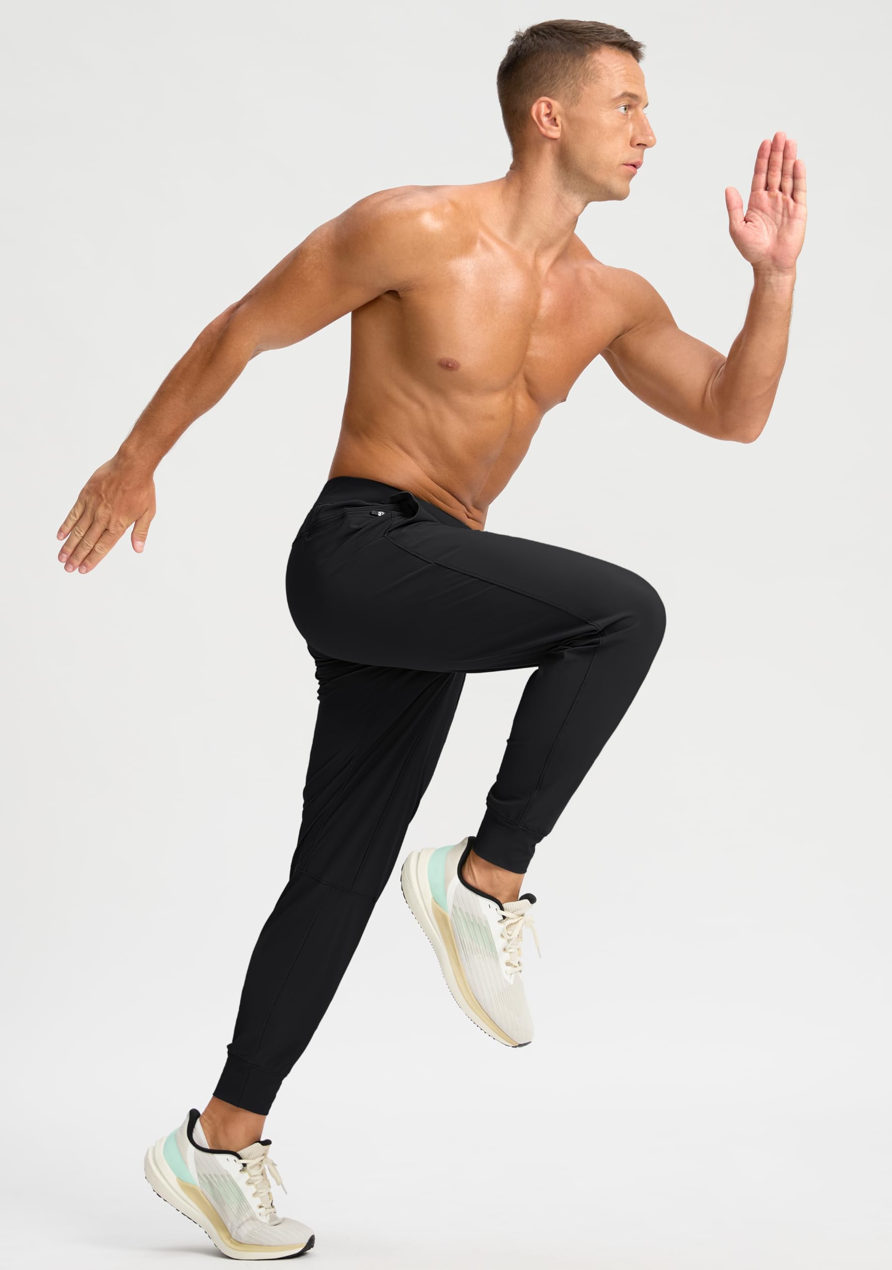 Soothfeel Men's Jogger Pants with Zipper Pockets Lightweight Athletic Workout Pants Gym Golf Joggers for Men Track Running (Black, XS)