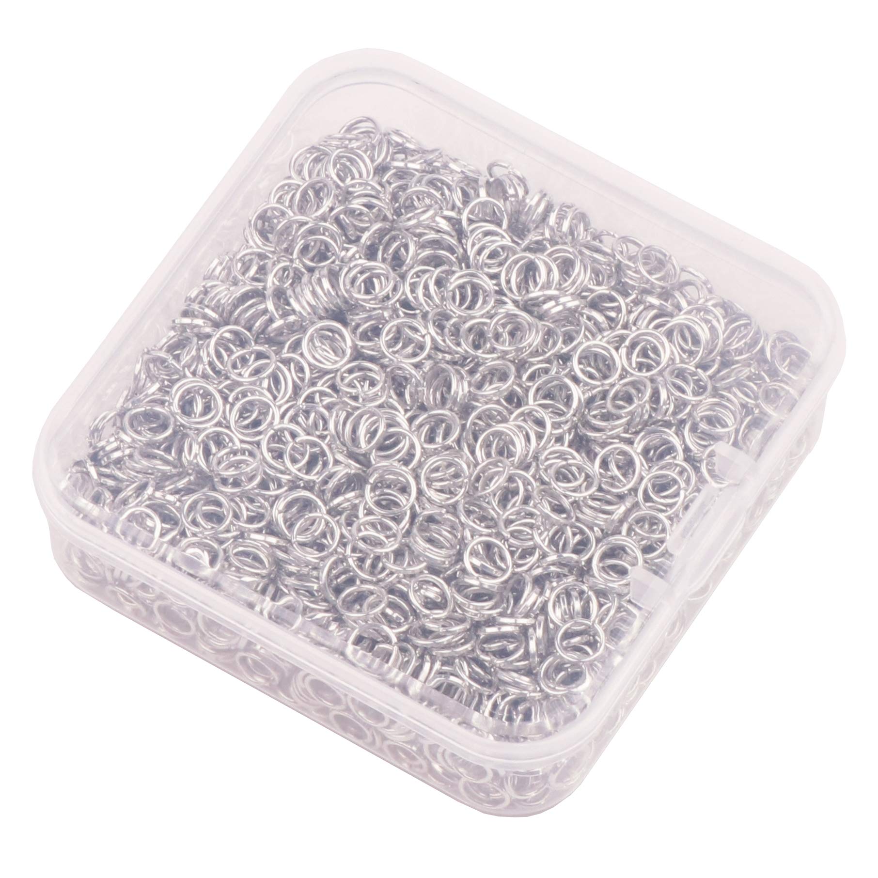 YAKA 1800pcs 5mm Dull Silver Plated Iron Open Jump Rings Connectors Bulk for DIY Craft Earring Necklace Bracelet Pendant Choker Jewelry Making Findings and Key Ring Chain Accessories Nickel